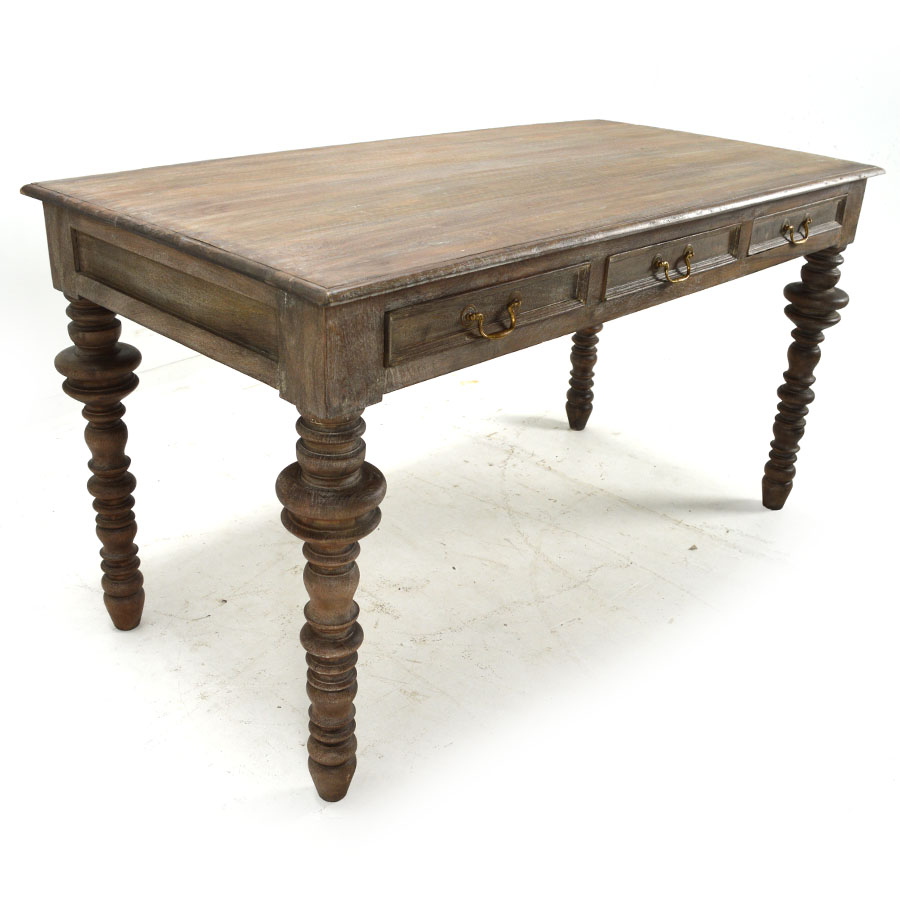 Spirals Desk 3 Drawer, Weathered Gray - Home Source Furniture