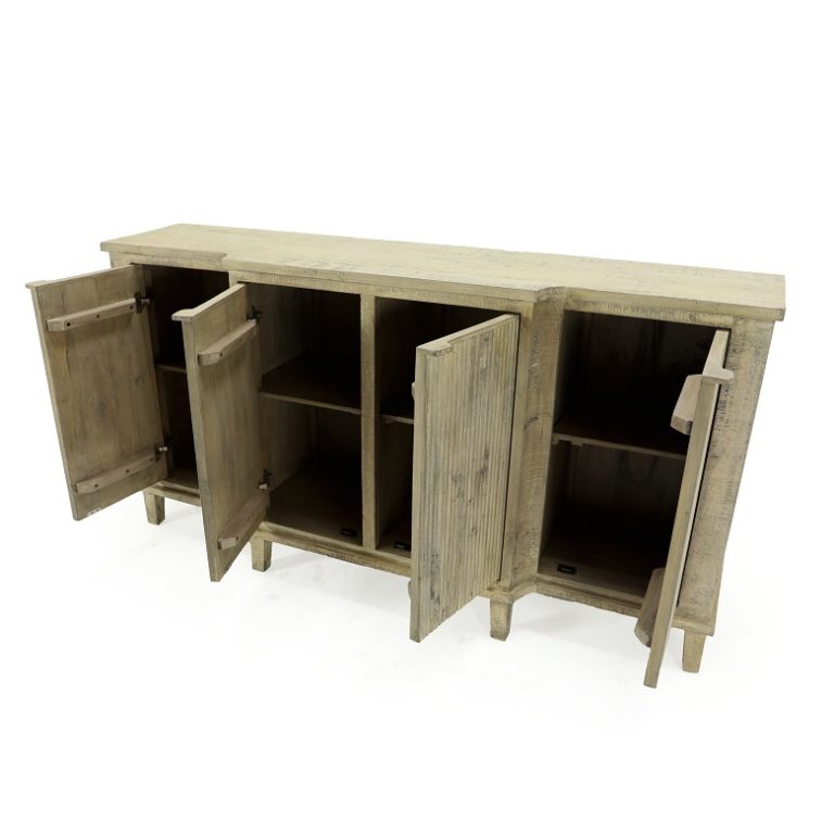 Cybil Four Door Buffet, Hand Brushed Grey - Home Source Furniture