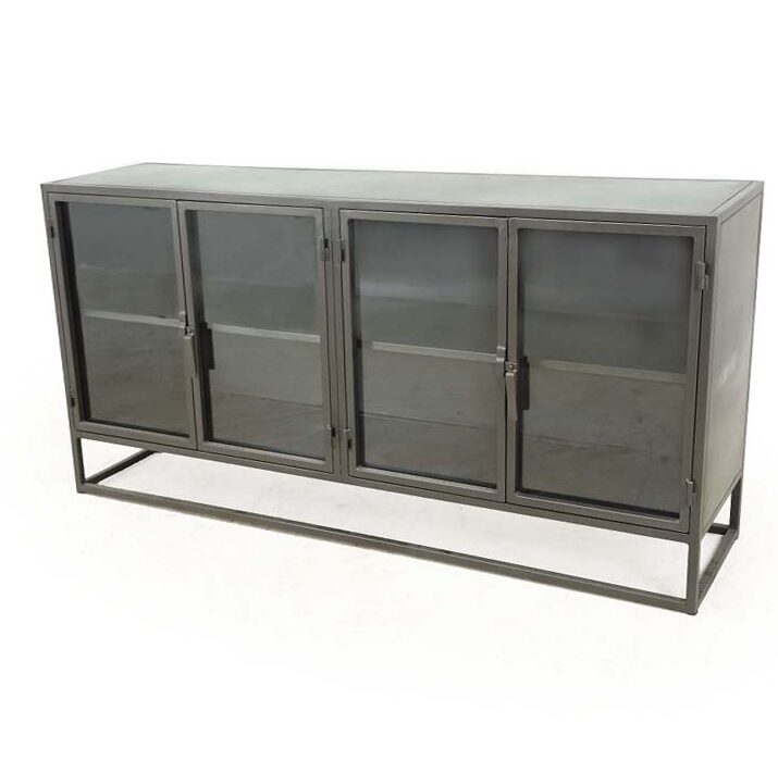 Pratt 64" Media Console, Brushed Zinc - Home Source Furniture