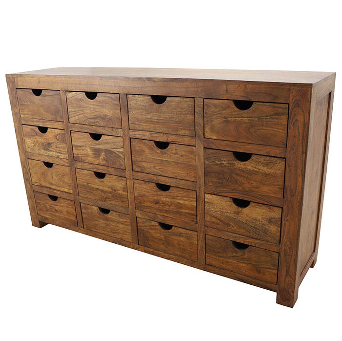Liri 16-Drawer Storage Sideboard, Nectar Brown - Home Source Furniture