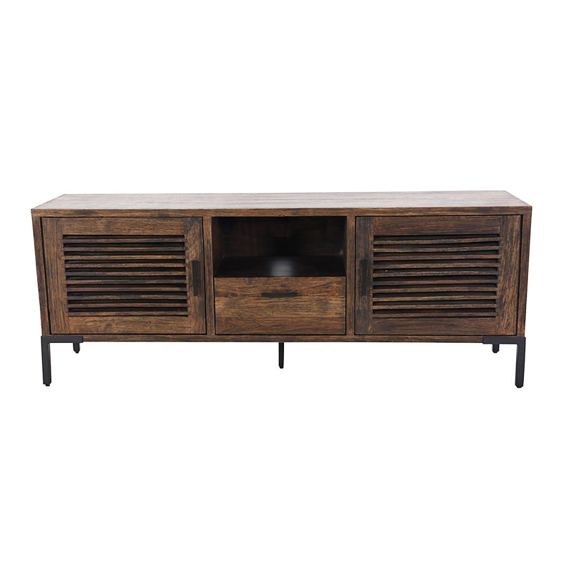 Linn 64″ Media Storage Console, Rustic Brown - Home Source Furniture